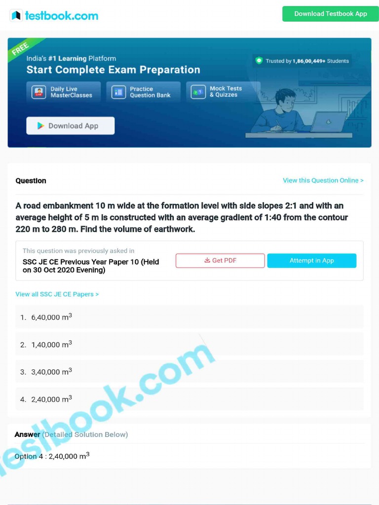 A Road Embankment 10 M Wide at The Formation Level ...
