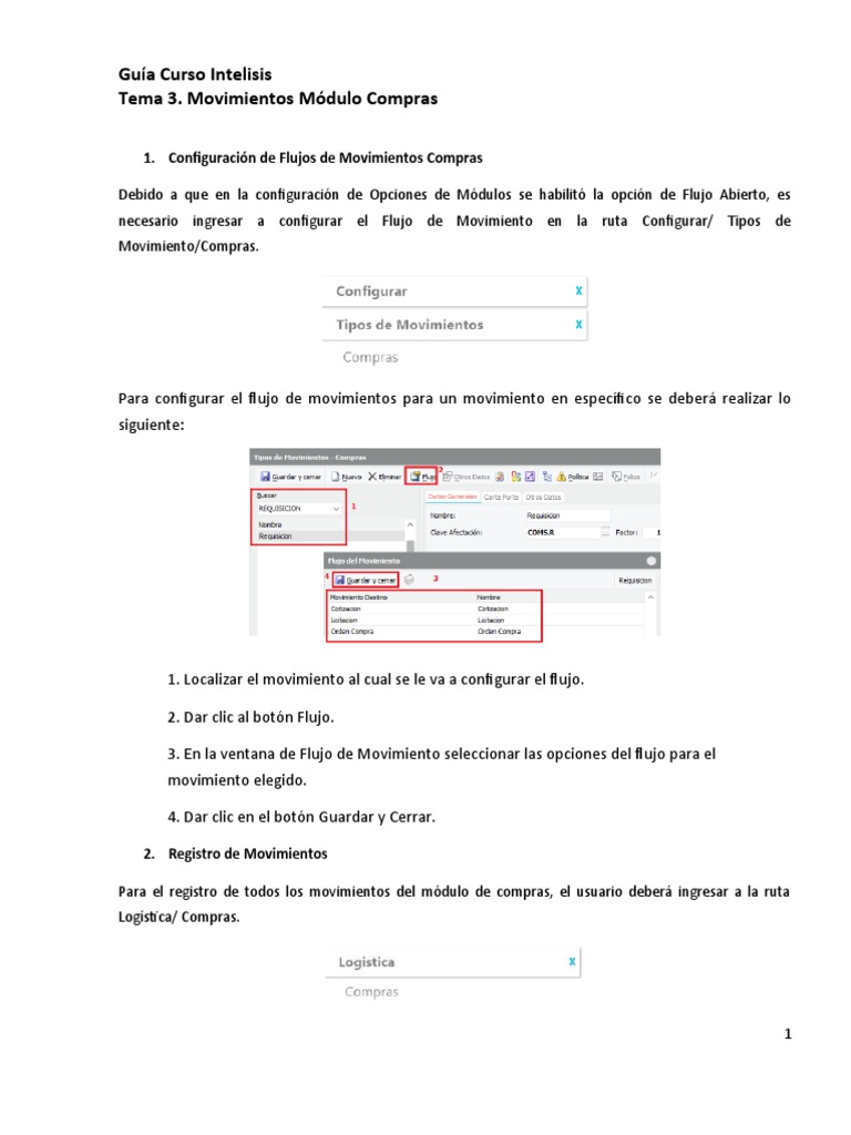 Movimientos en Módulo Compras Intelisis | PDF | Presupuesto | Logística