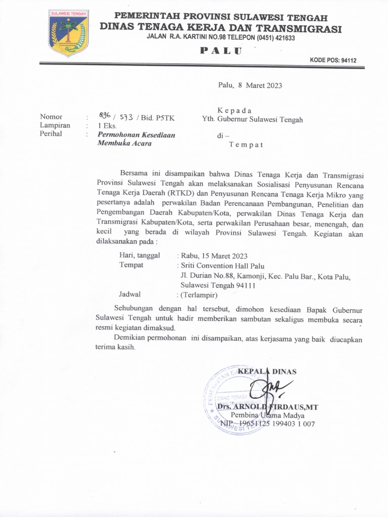 Permohonan Kesediaan Membuka Acara | PDF