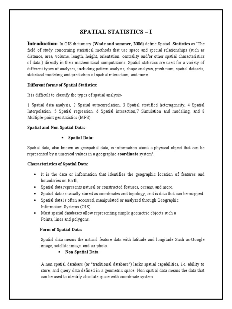 Spatial Statistics Final Pdf Spatial Analysis Geographic