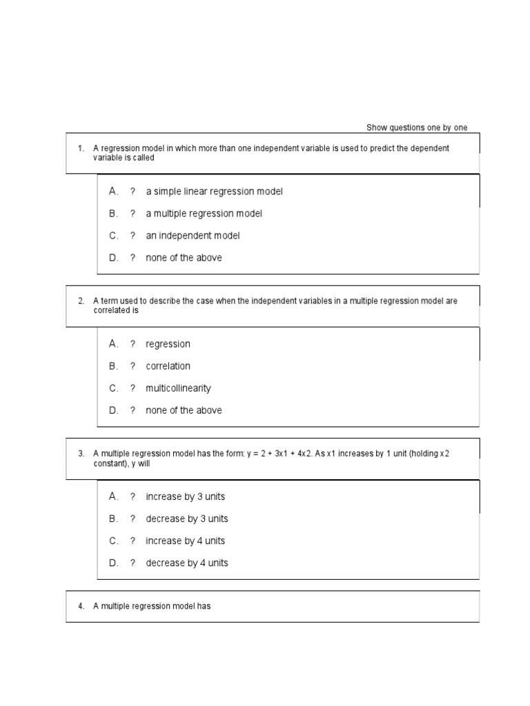 MC Multiple Regression | PDF | Linear Regression | Regression Analysis