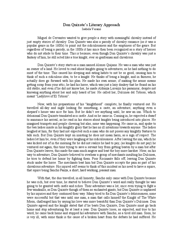Don Quixote Critique Paper | PDF | Don Quixote