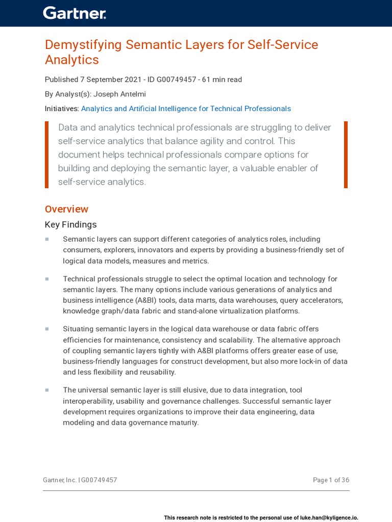 Demystifying Semantic Layers For Self-Service Analytics | PDF | Data Warehouse | Business ...