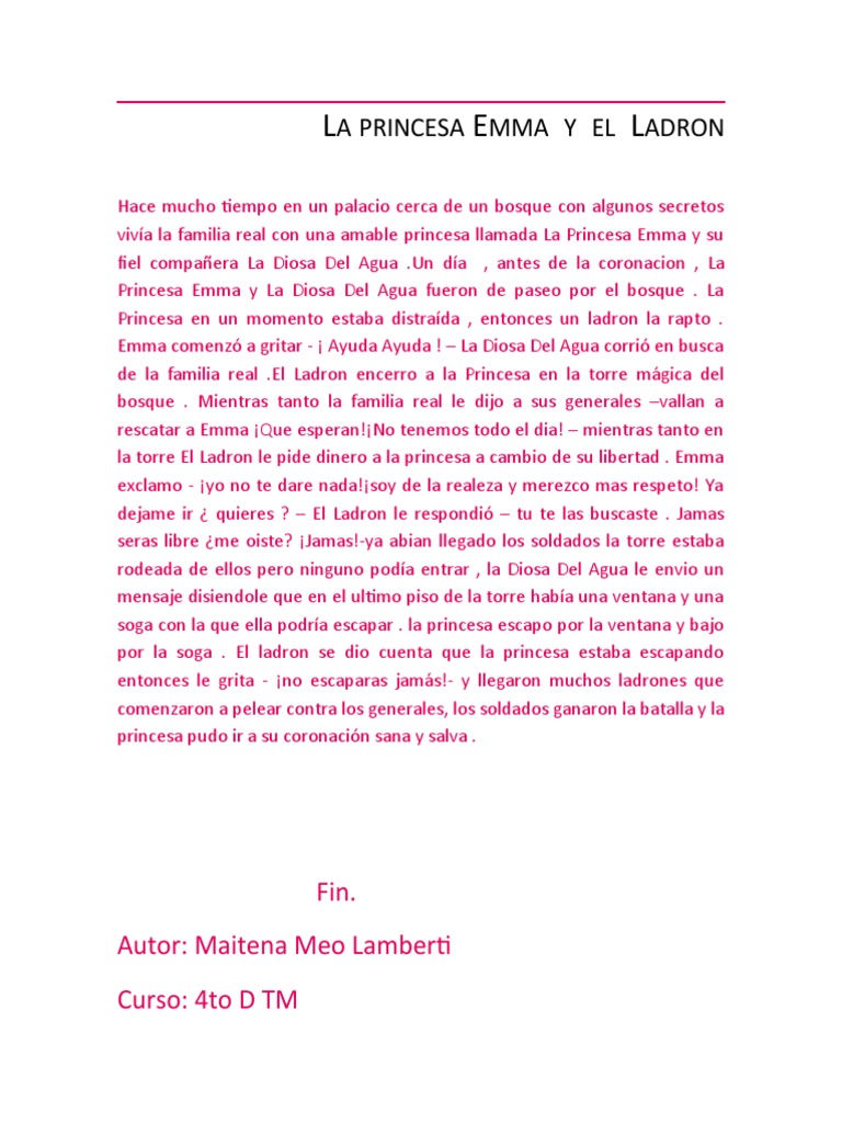 La Princesa Emma y El Ladron | PDF