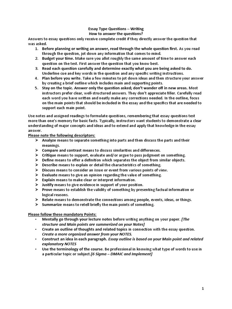 How to Answer Essay Type Questions | PDF | Essays | Question
