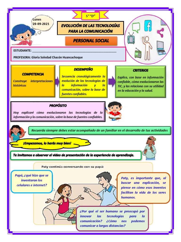 20 Lunes Personal Social Tic Niños | PDF | Comunicación | Tecnología de ...