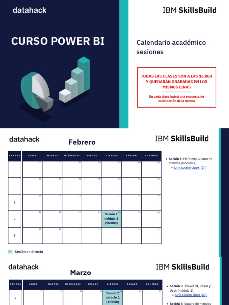 Curso de Power BI: Calendario y Clases | PDF | Análisis de los datos ...