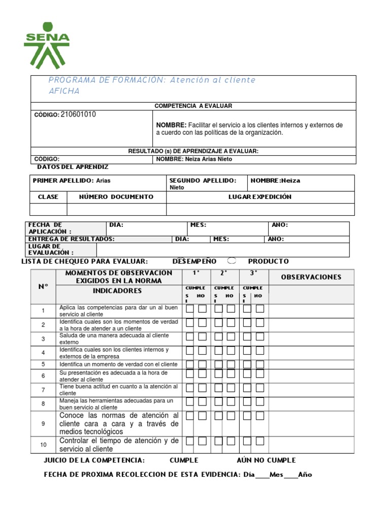 Lista de Chequeo | PDF | Servicio al Cliente | Business