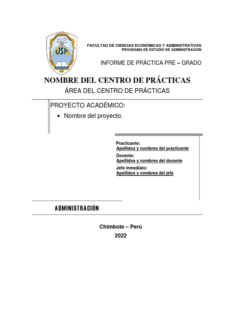 1.estructura Del Informe de Practicas Pre Profesionales | PDF | Maestros