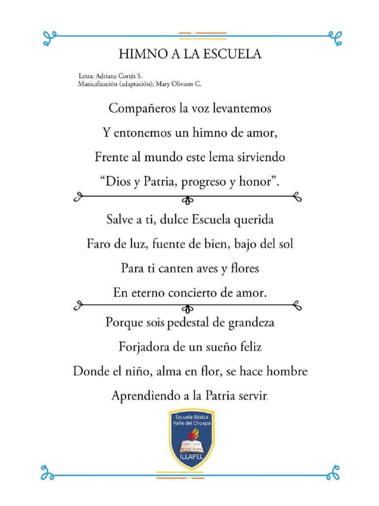 Himno A La Escuela | PDF