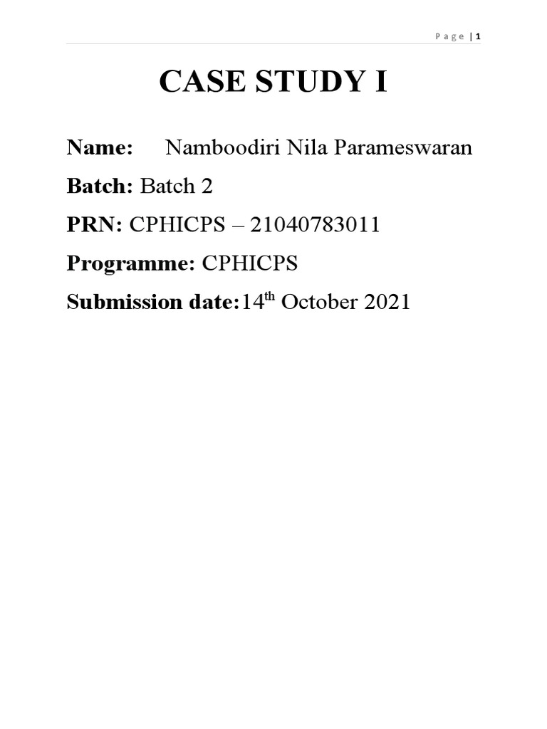 Case Study Submission I | PDF
