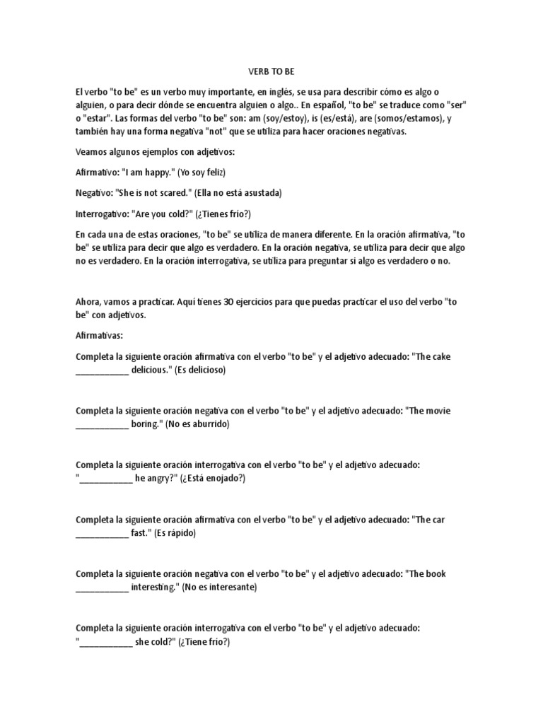 VERB TO BE SAMUEL | PDF | Mecánica del lenguaje | Semántica