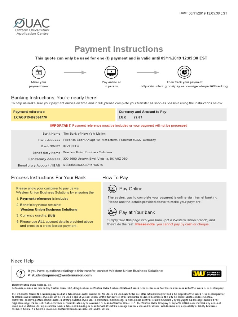 Instructions | PDF | Banks | Payments