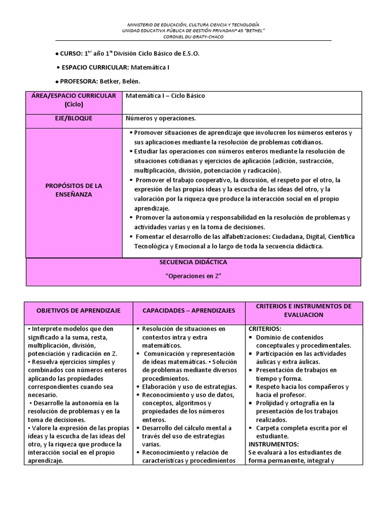2da SECUENCIA DIDÁCTICA MATEMÁTICA I OPERACIONES | PDF | Exponenciación ...