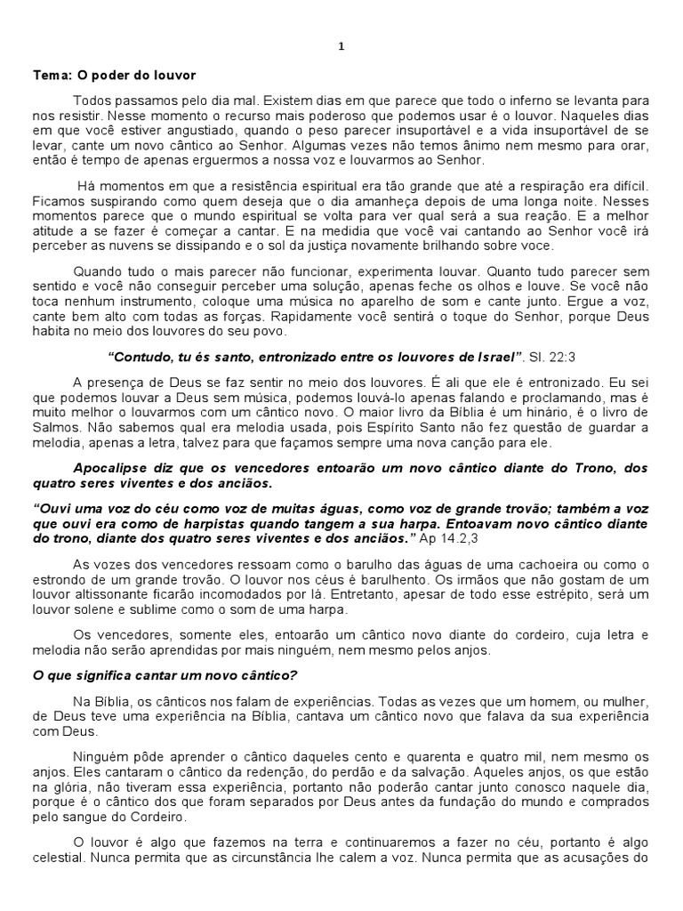 Fev - 26 - O Poder Do Louvor | PDF | Amor | Diabo