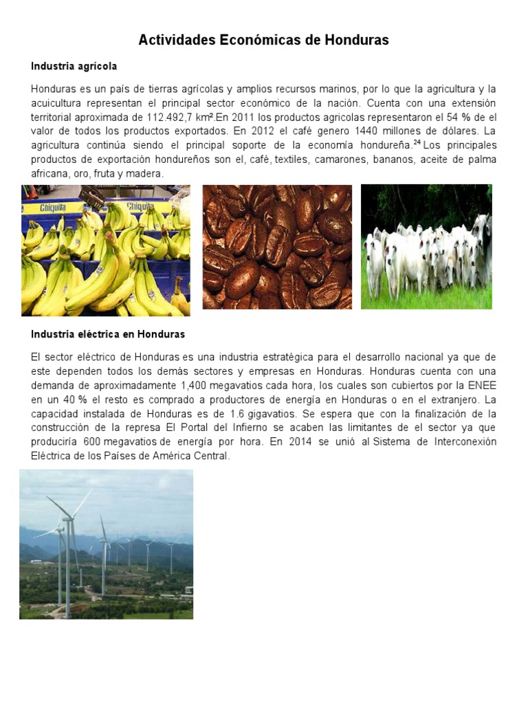 Actividades Económicas De Honduras Pdf Honduras Economias