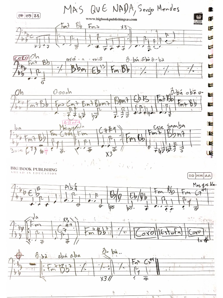 Mais Que Nada, Transcripción para Bajo Eléctrico | PDF