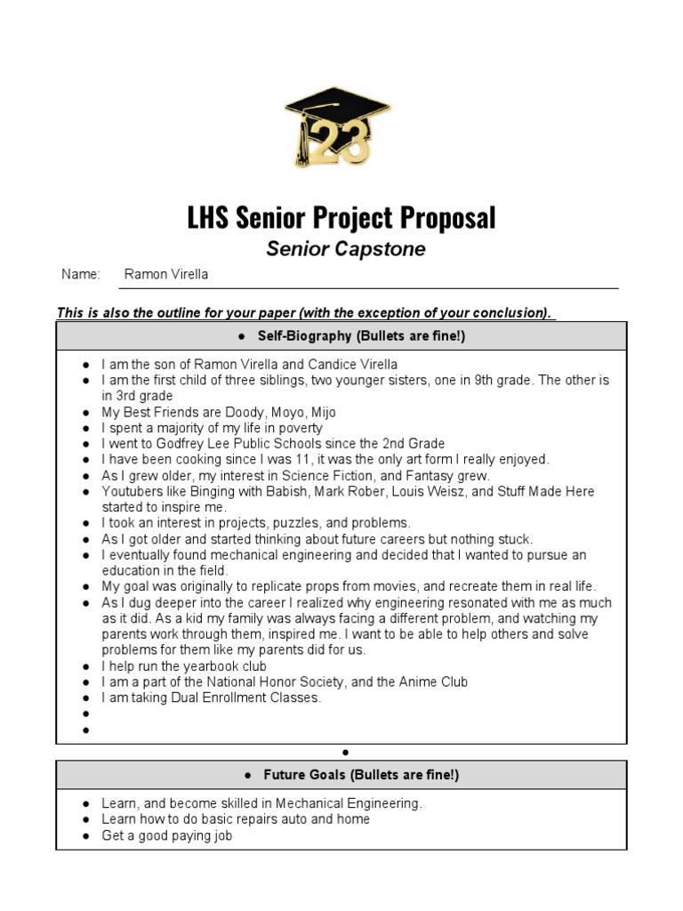 Ramon Virella - 2023 Senior Project Proposal Form | PDF | Engineering | Prosthesis