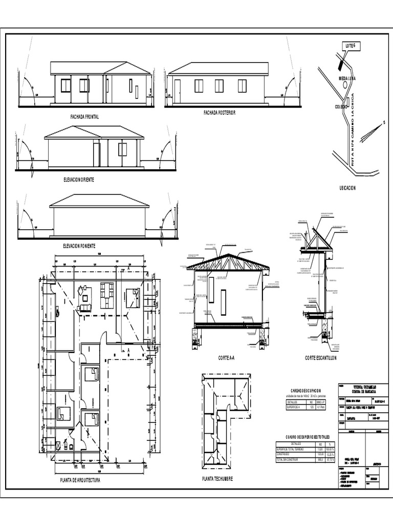 Plano Rosa Silva Chancon Arquitectura-CASA CLAUDIO | PDF | Ingeniería de Edificación | Diseño ...