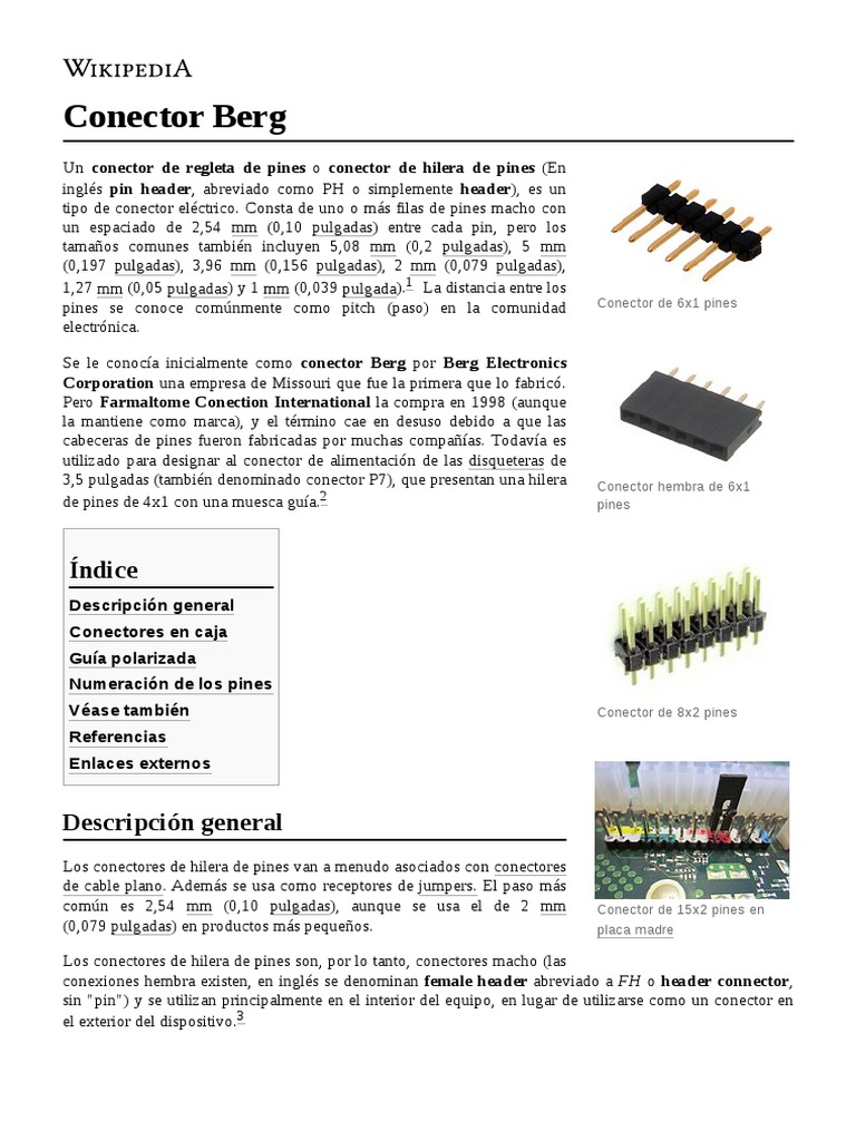 Conector Berg | PDF | Protocolos de capa física | Bienes manufacturados