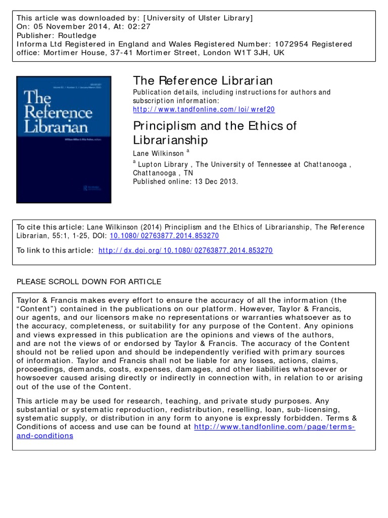 The Reference Librarian | PDF | Philosophical Theories | Applied Philosophy