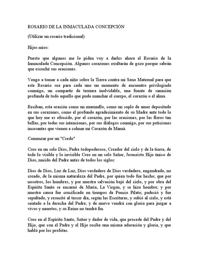 Rosario de La Inmaculada Concepción | PDF | María, madre de Jesús | orador del Señor
