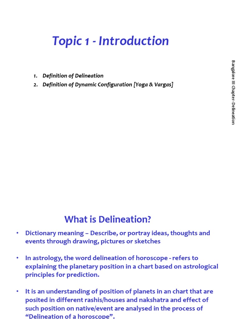 Topic 1 - Introduction: 1. Definition of Delineation 2. Definition of Dynamic Configuration ...