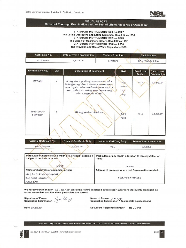 NSL Certification | PDF