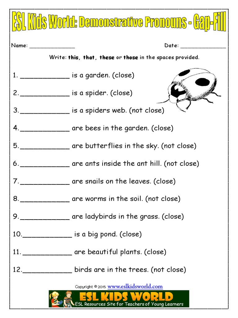 Demonstrative Pronoun Gap Fill | PDF