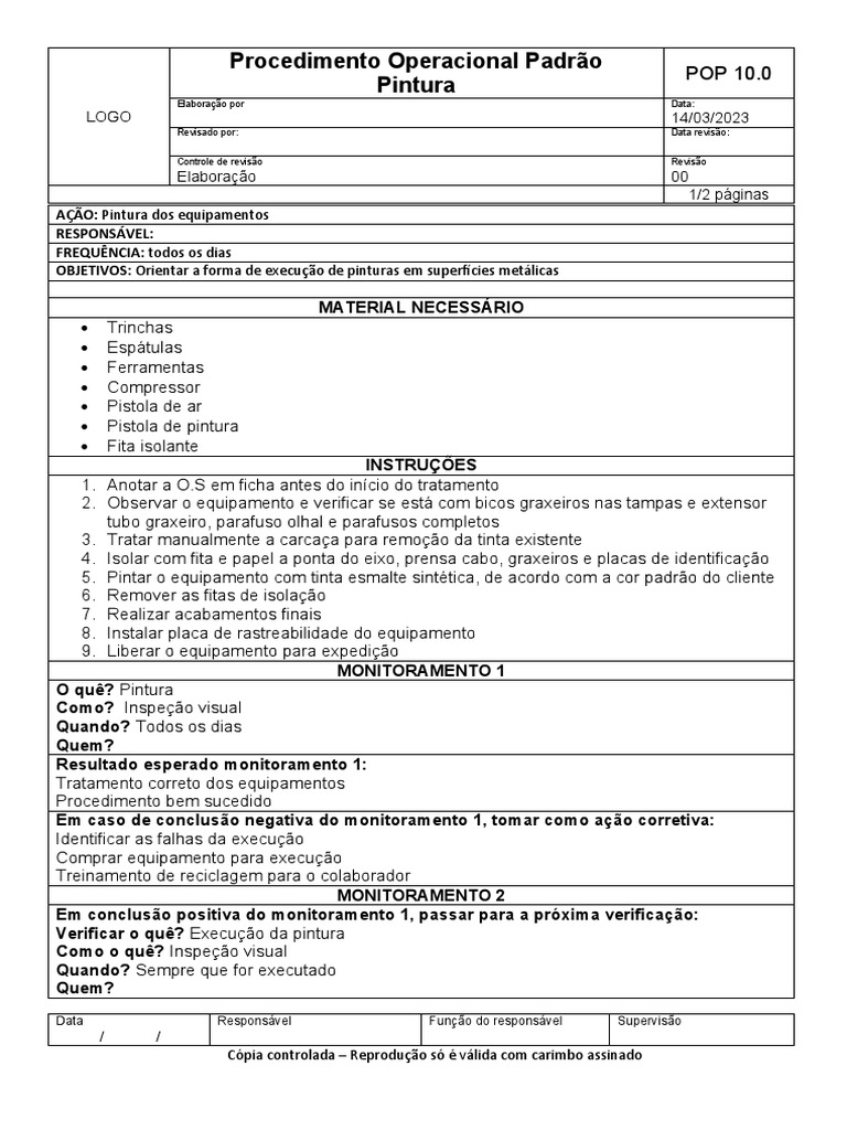 Modelo Pop Abnt Iso9001 2015 | PDF | Tinta | Pinturas