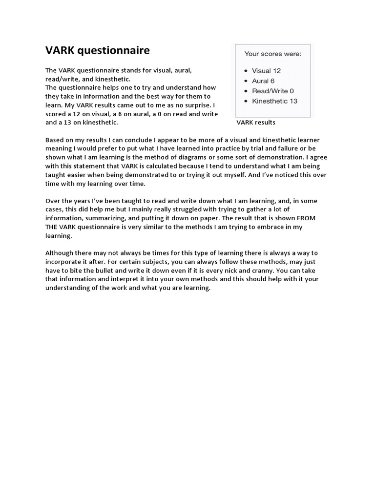 Discover your learning style with the VARK questionnaire | PDF