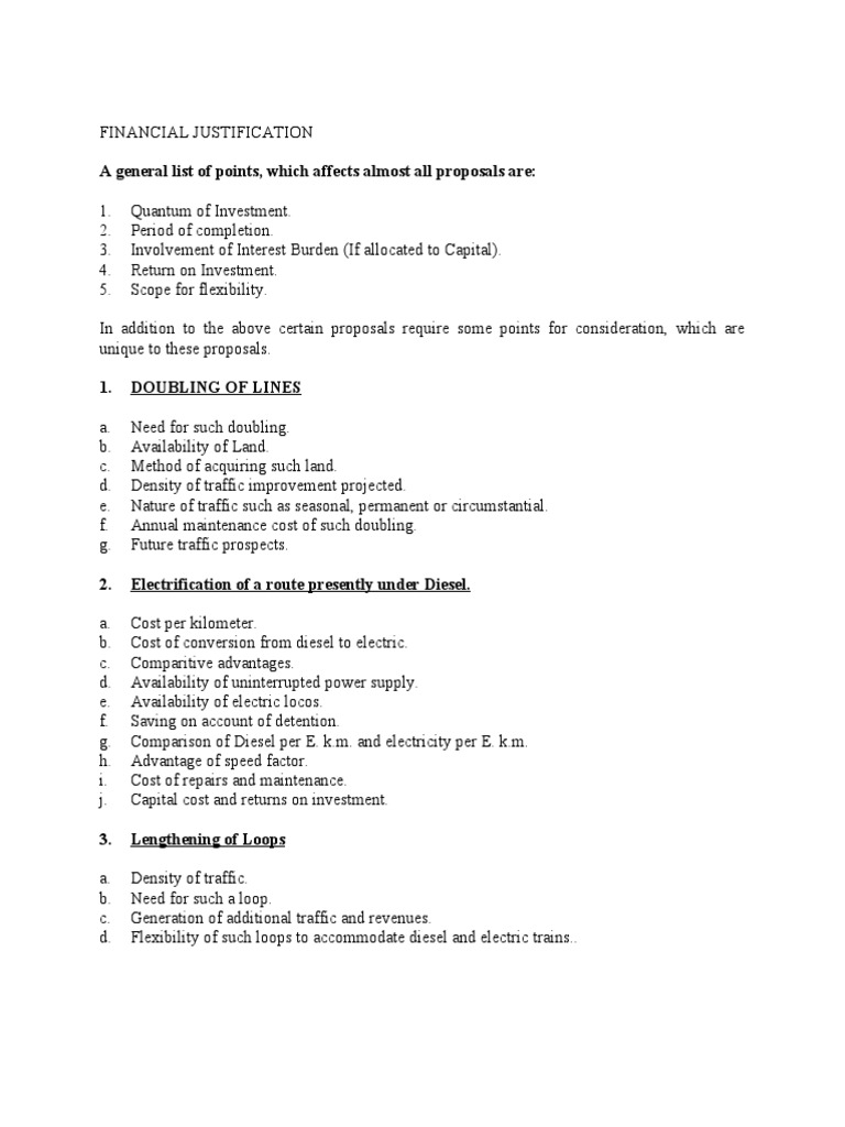 Financial Justification Overview | PDF