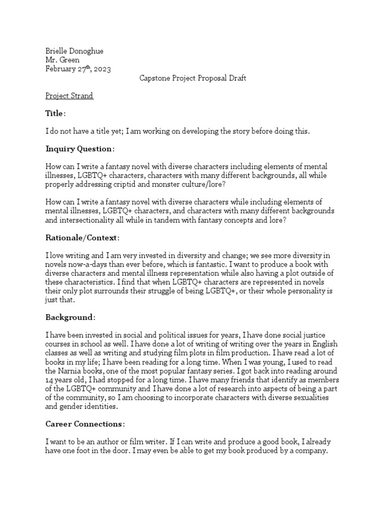 Capstone Project Proposal Draft | PDF | Mental Disorder | Gender