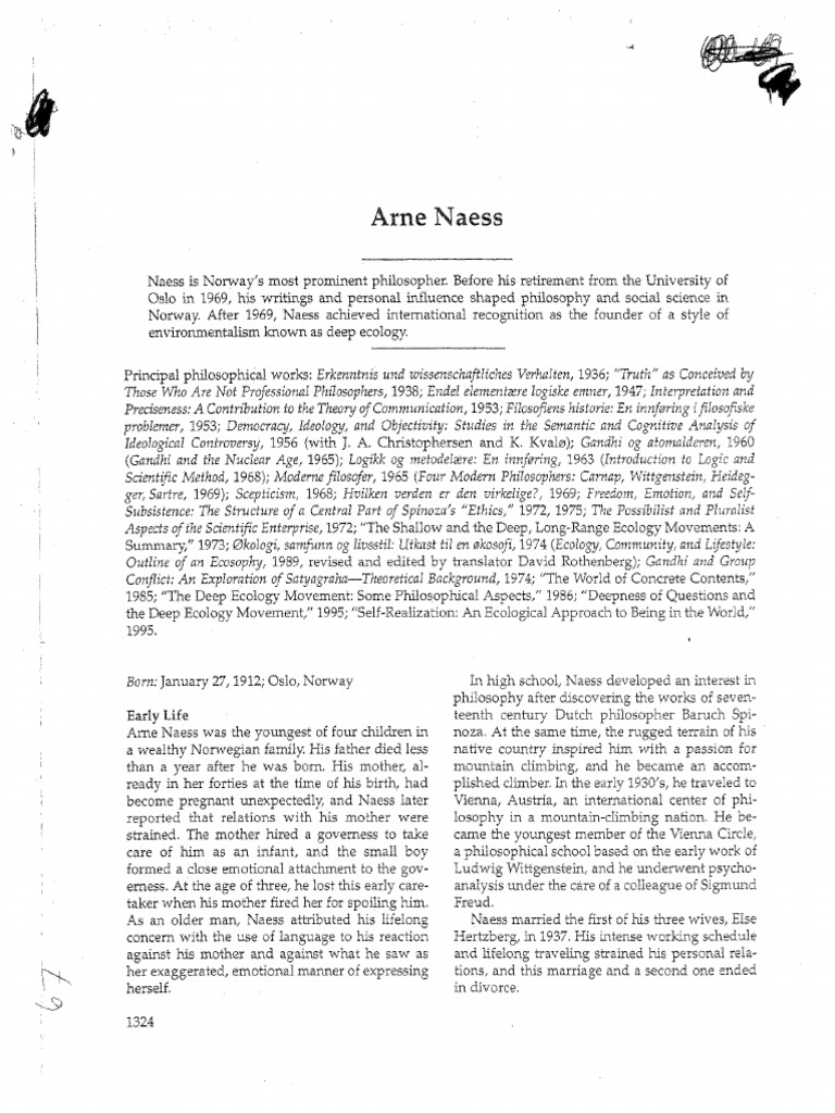 Arne Naess and Ecology | PDF