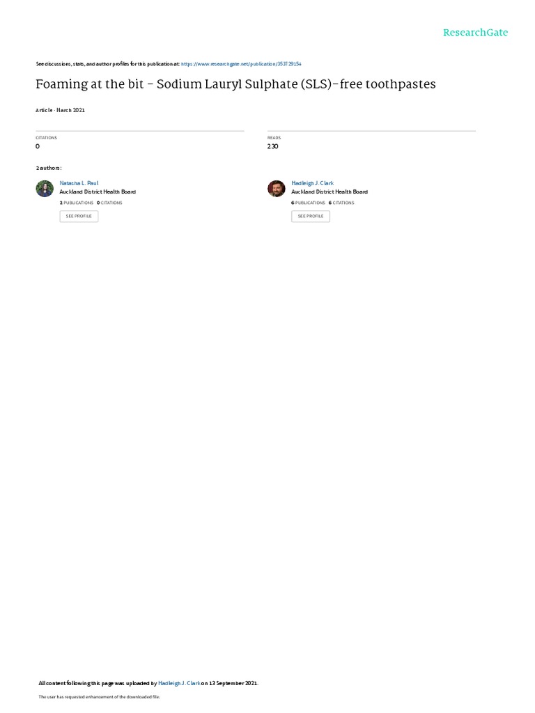 FOAMING AT THE BIT - Sodium Lauryl Sulphate SLS-free Toothpastes | PDF ...