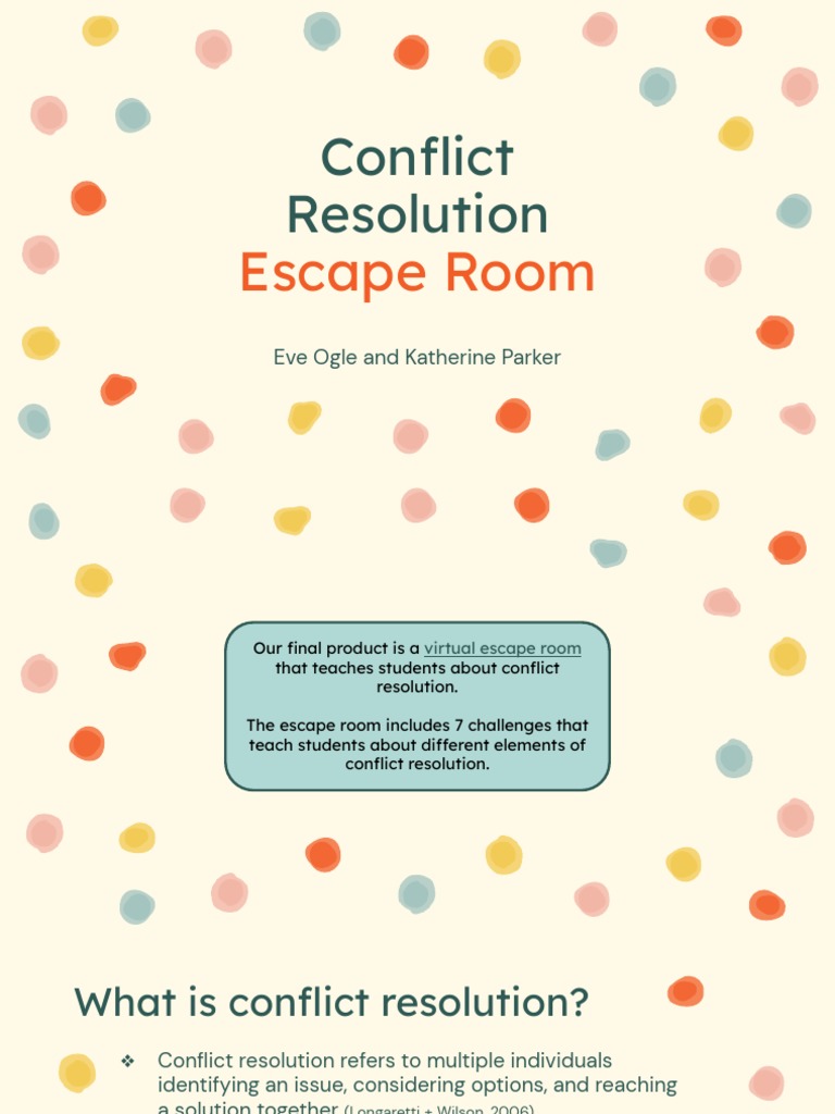 Ped3144 Final Product Conflict Resolution Escape Room 1 | PDF