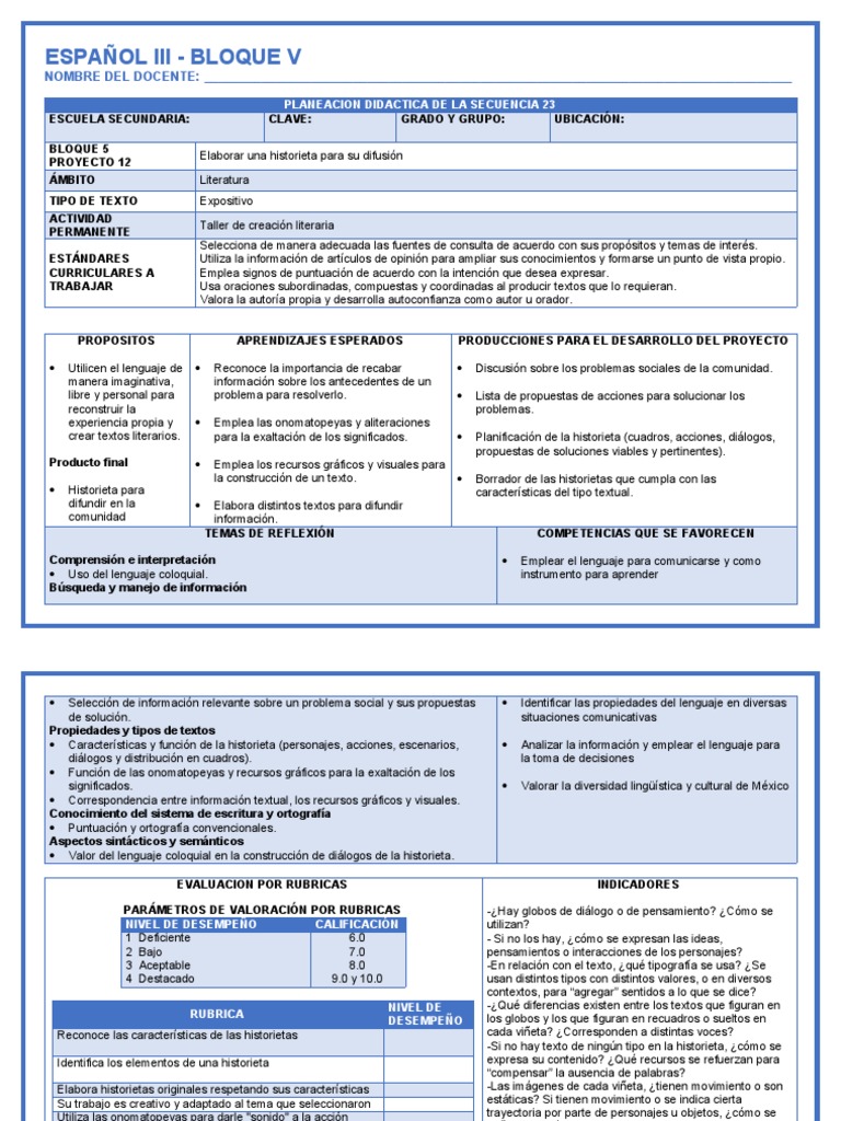 Español 3 Bloque 5 Secuencia 23 | PDF | Cómics | Cognición