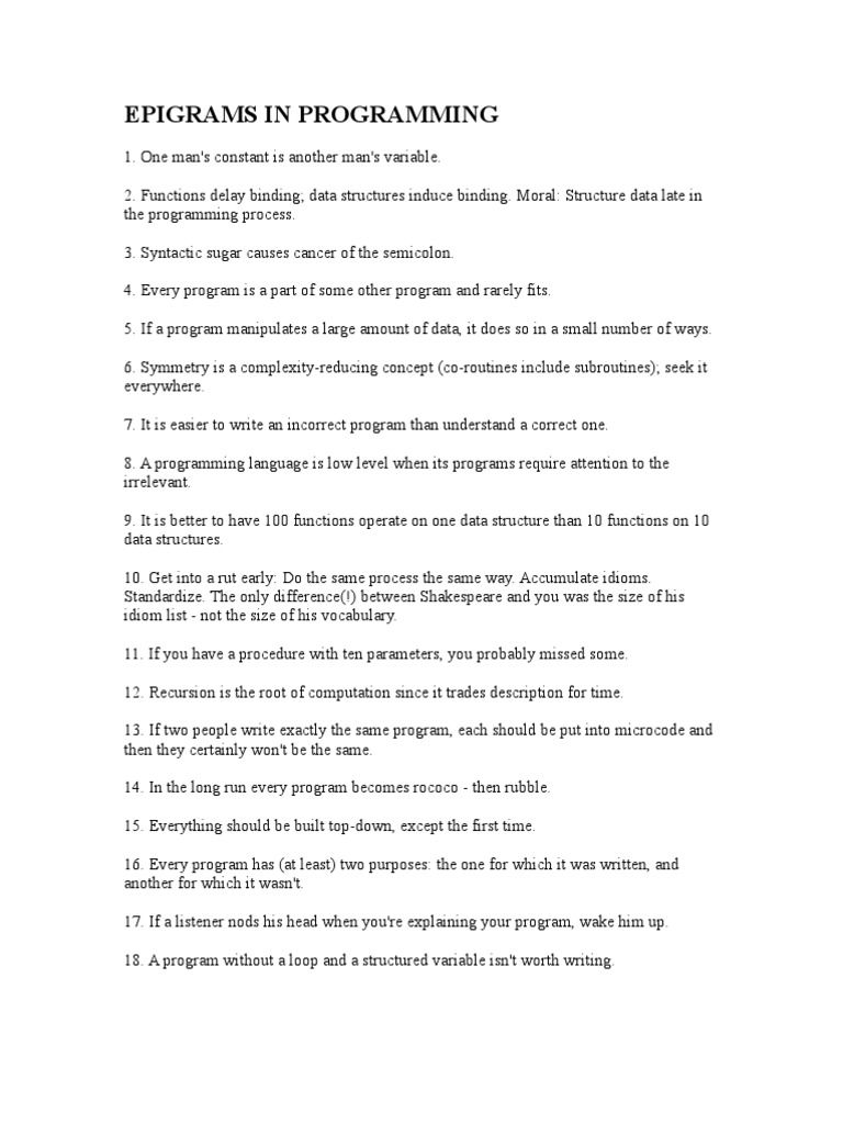 Epigrams in Programming | PDF