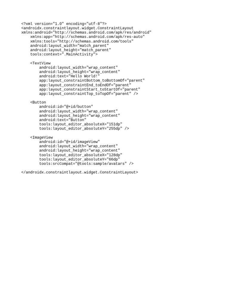 XML Code Basic Android | PDF