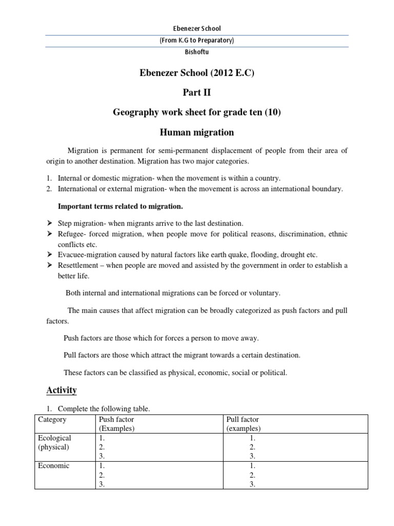 Geography Grade 10 | PDF | Human Migration | Natural Environment