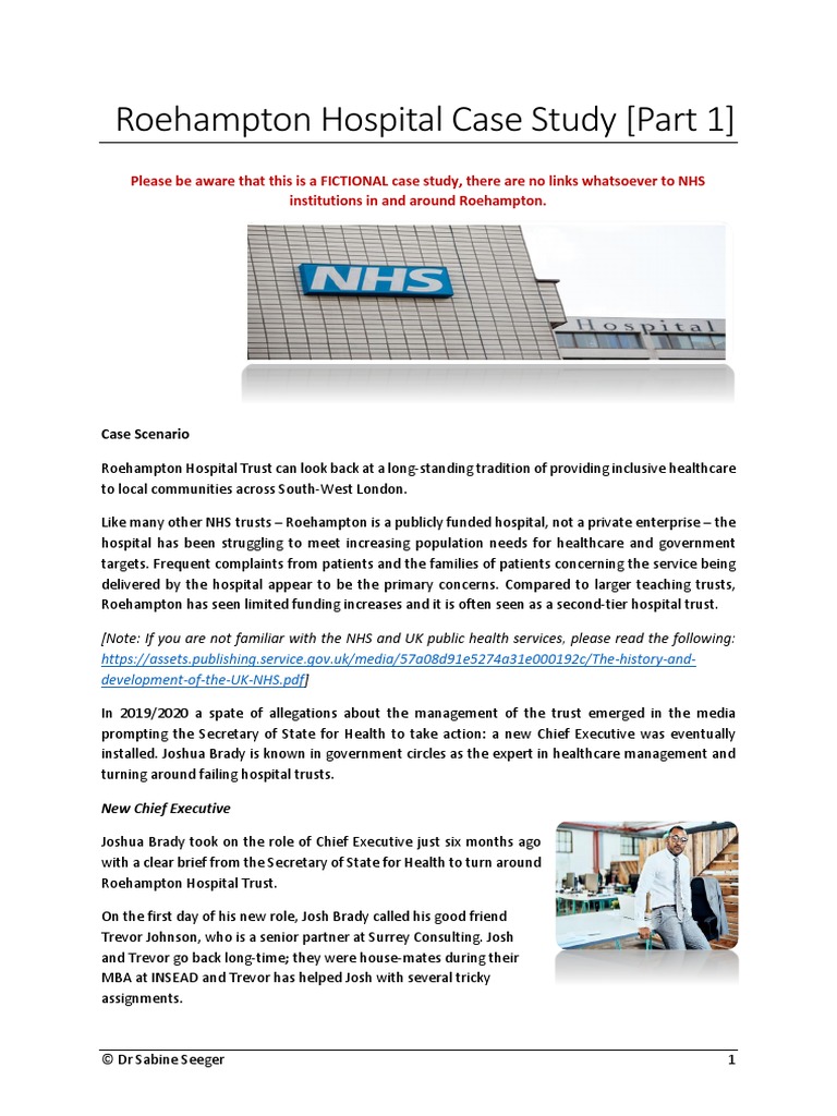 Roehampton Hospital Case Study - Part 1 | PDF | National Health Service ...