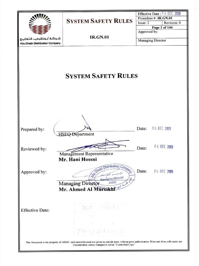 ADDC System Safety Rules | PDF | Safety | Insulator (Electricity)