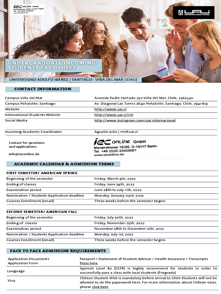 UAI Fact Sheet 2022 | Download Free PDF | Academic Term | Chile