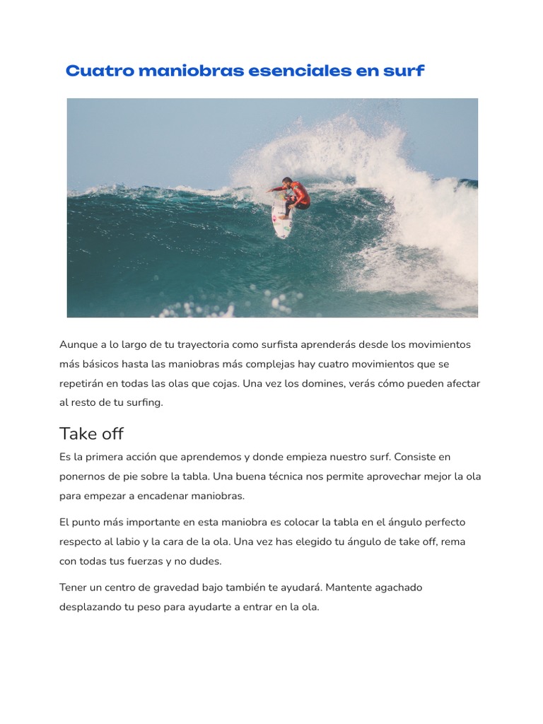 Cuatro Maniobras Esenciales en Surf | PDF | Velocidad