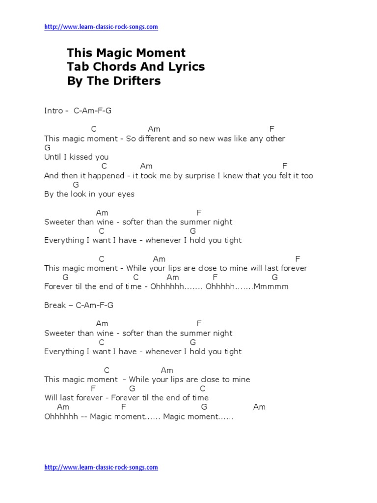 This Magic Moment Tab by The Drifters | PDF