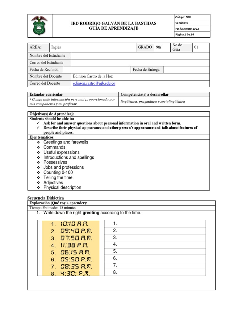 9th Grade English Learning Guide | PDF | Noun | Adjective