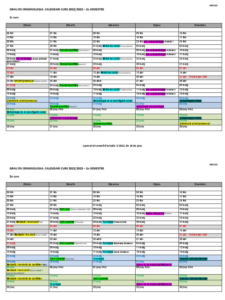 Horario Examenes | PDF