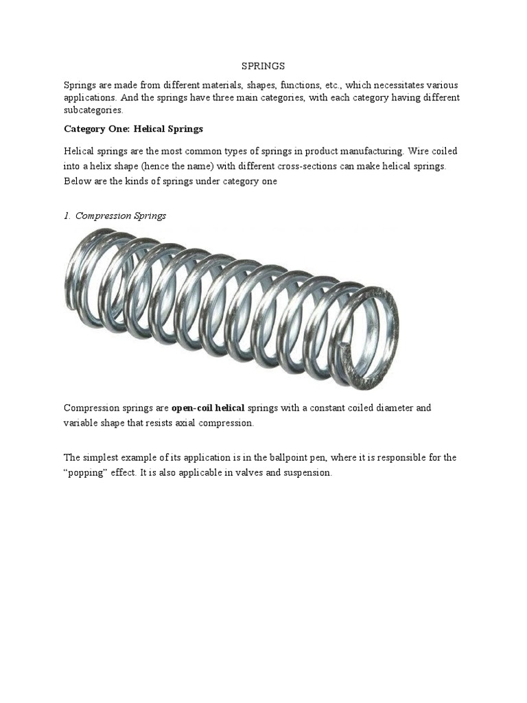 Category One: Helical Springs | PDF | Helix | Vehicles