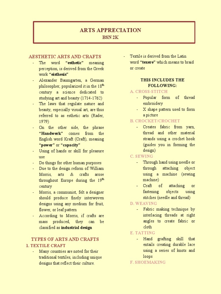 Art Appreciation Prelim Transes - Arts and Craft | PDF | Yarn | Textiles