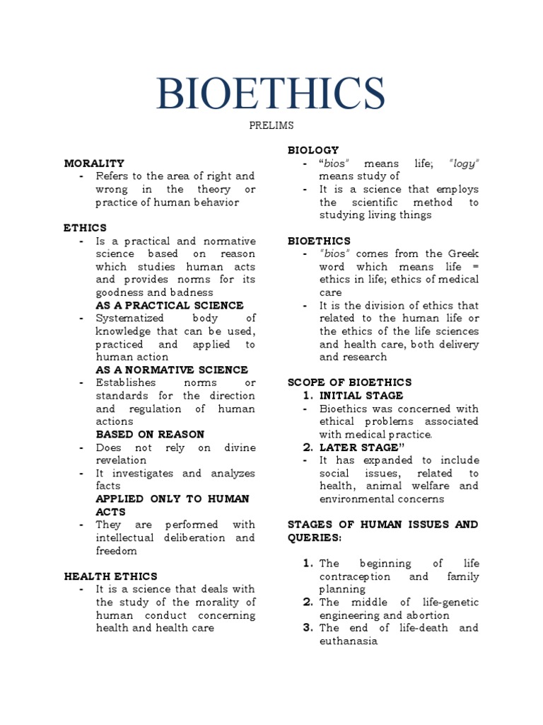 Bioethics Prelim Transes - Morality | PDF | Autonomy | Medical Ethics